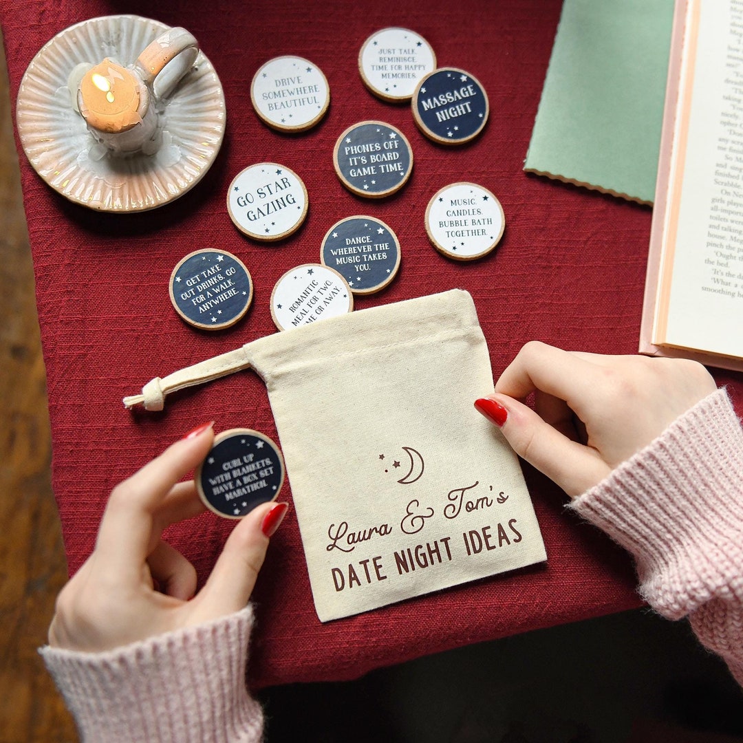 Personalised Simple Date Night Tokens Bag, Valentine’s Day Gift for ...