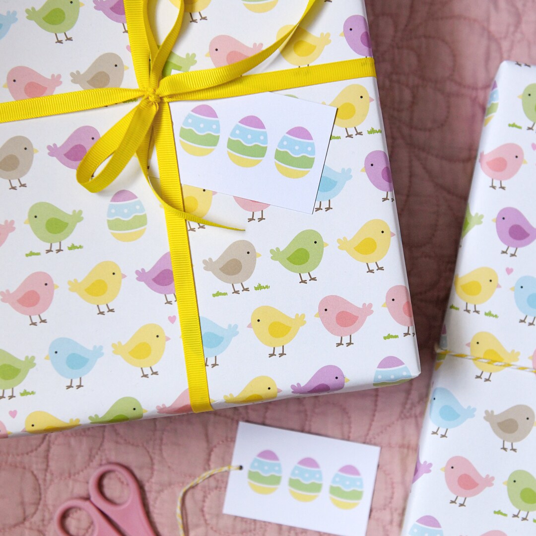 Easter Chicks Pastel Recyclable Wrapping Paper, Baby's First Easter ...