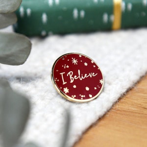 Red I Believe Christmas Enamel Lapel Pin Badge - Deep Red - Etsy