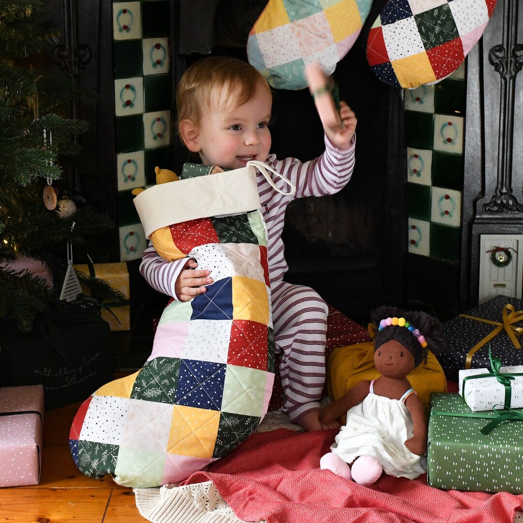 Traditional Patchwork Quilted Christmas Stocking, Handmade Luxury ...