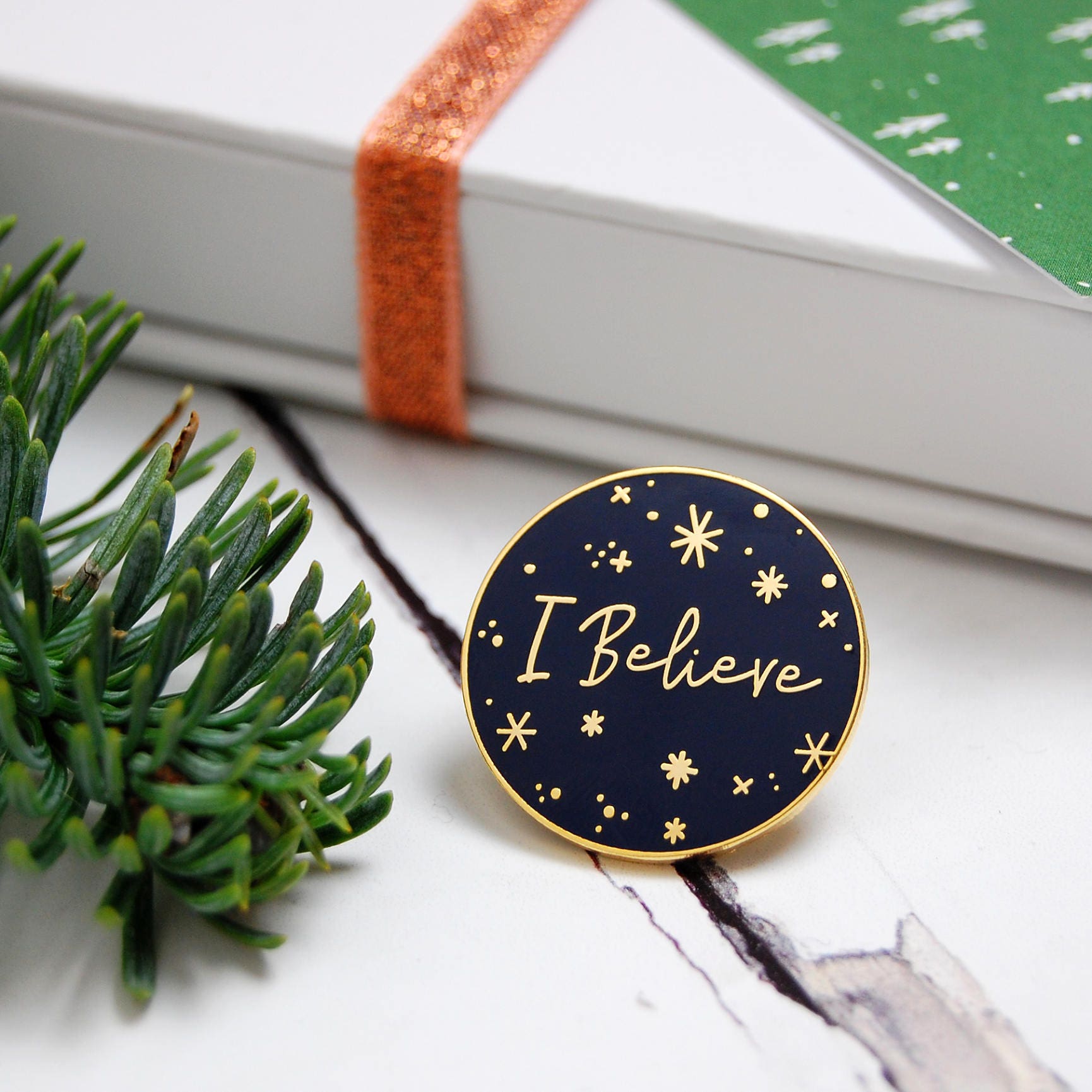 Pair of Pins, I Believe Enamel Pin and the Magic Starts Here Pin Badge ...