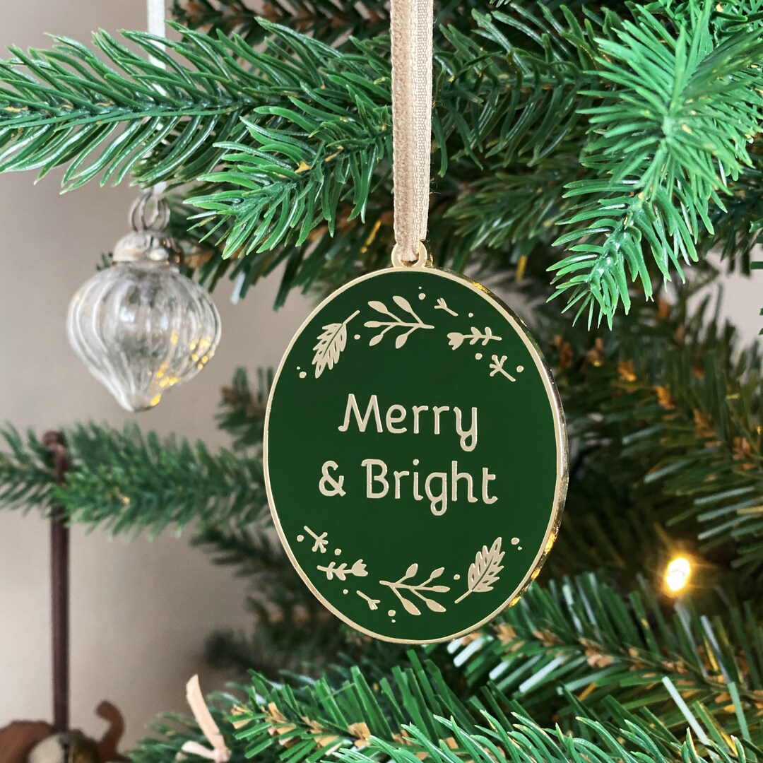 Merry & Bright Traditional Enamel Christmas Tree Decoration - Christmas ...