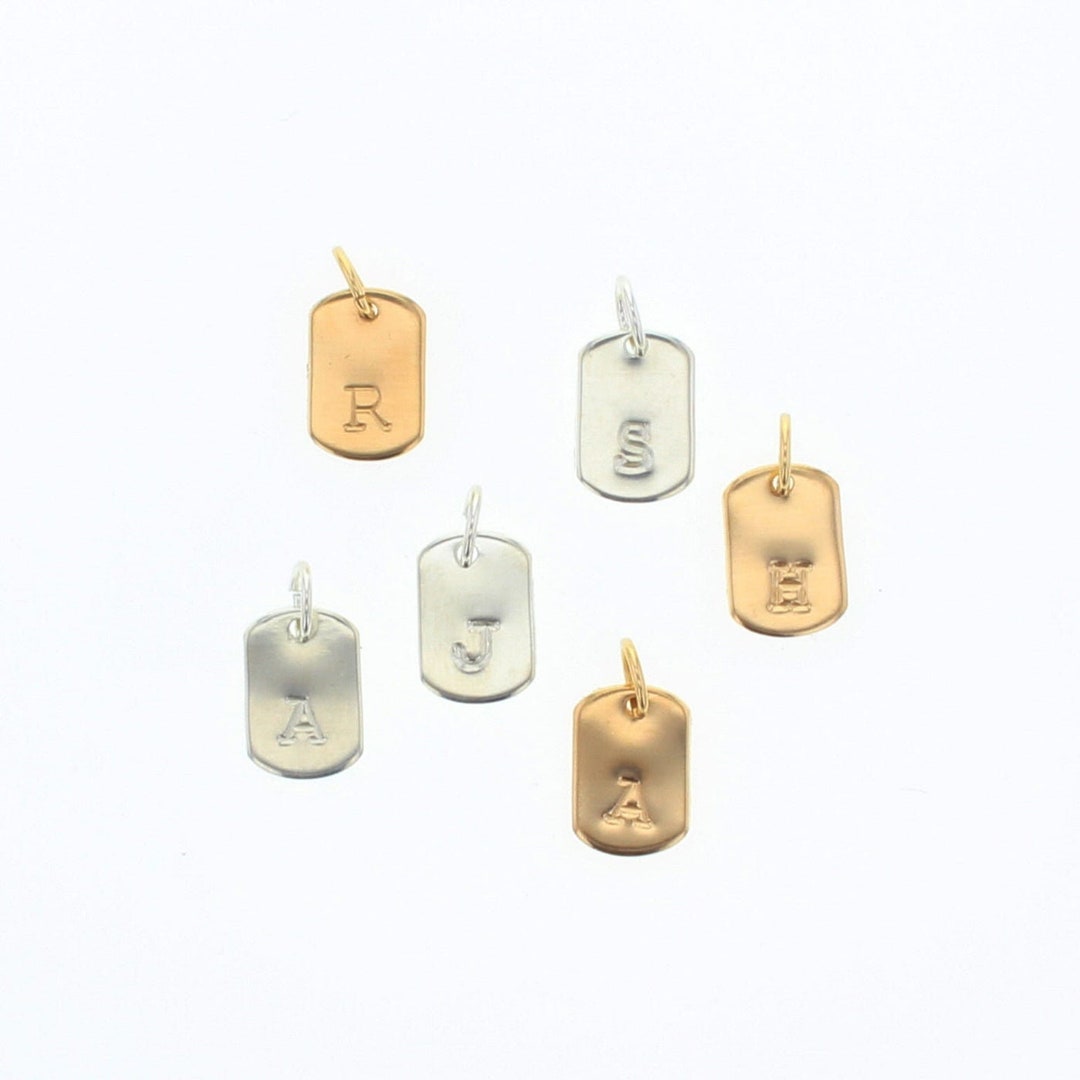 Dog Tag Letter Charm - Etsy