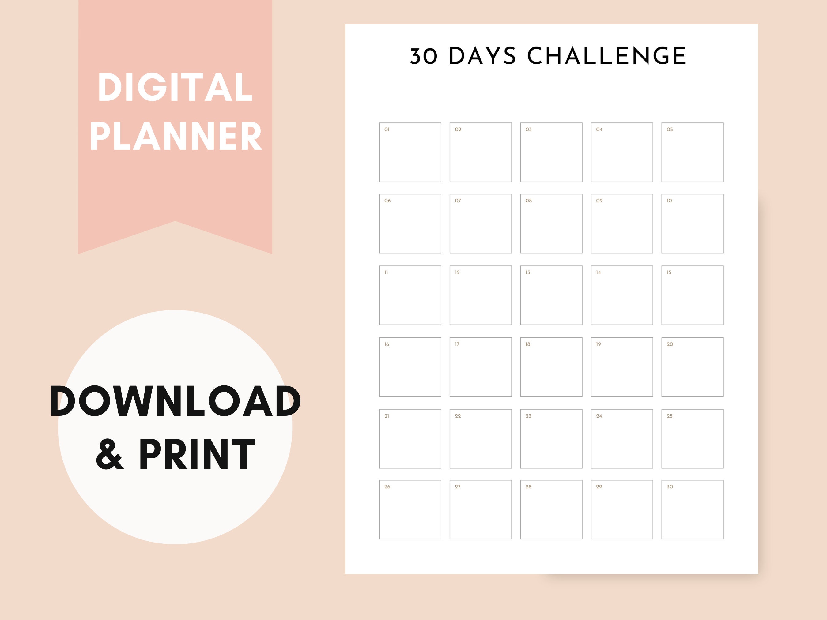 Minimalist 30 Days Challenge Printable, 30 Days Challenge, Minimalist ...