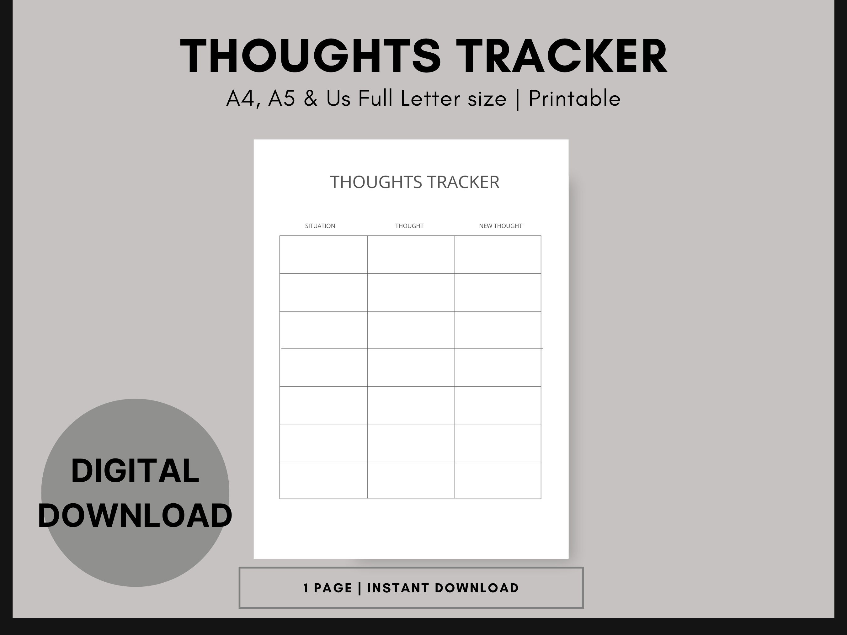 Minimalist Thoughts Tracker Printable, Organizer, Printable Planner ...