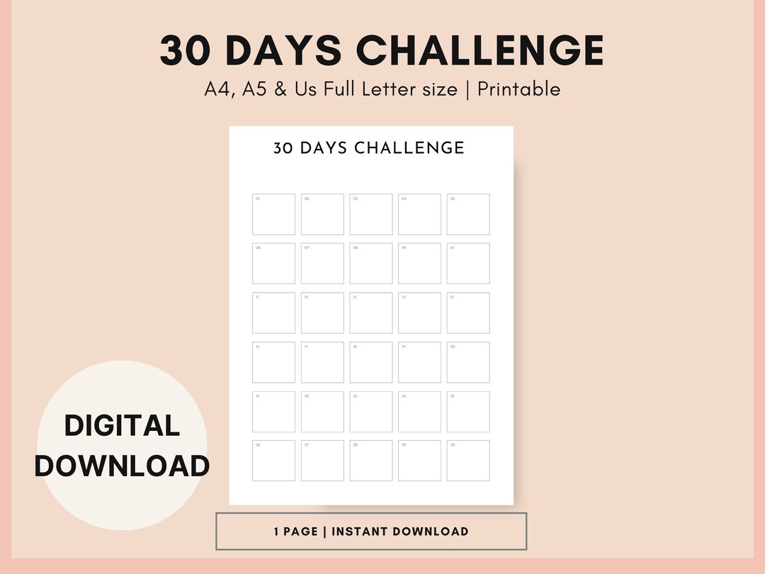 Minimalist 30 Days Challenge Printable, 30 Days Challenge, Minimalist ...