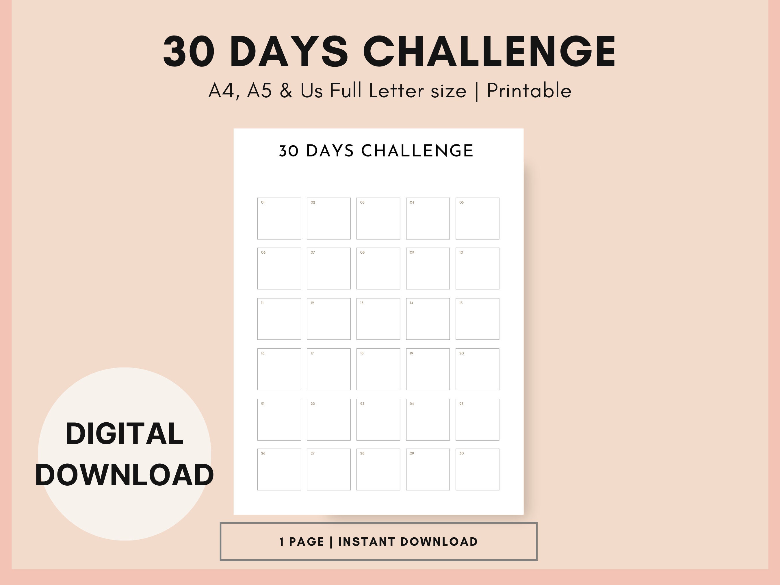 Minimalist 30 Days Challenge Printable, 30 Days Challenge, Minimalist ...