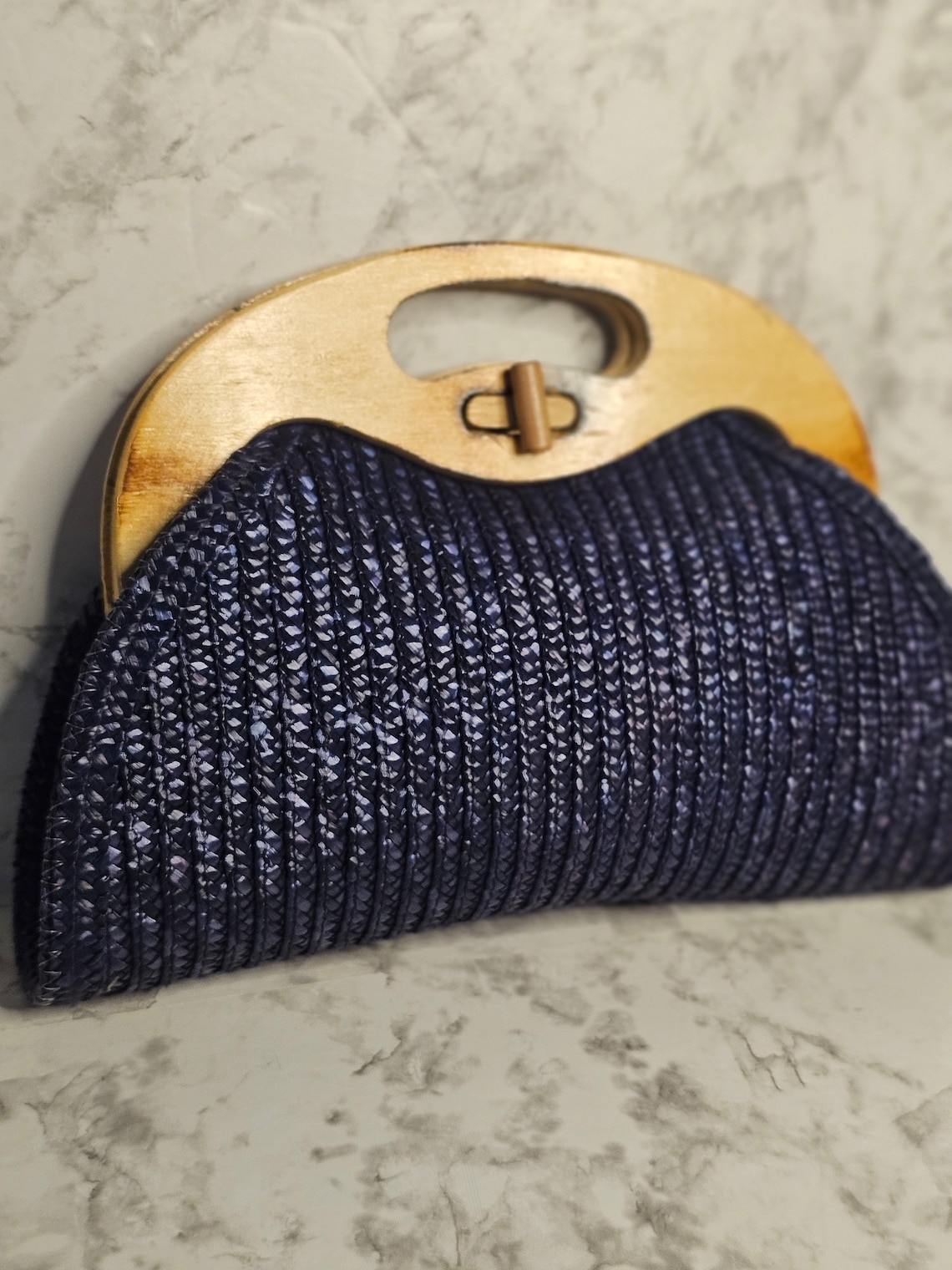 Vintage Blue Straw Purse - Etsy