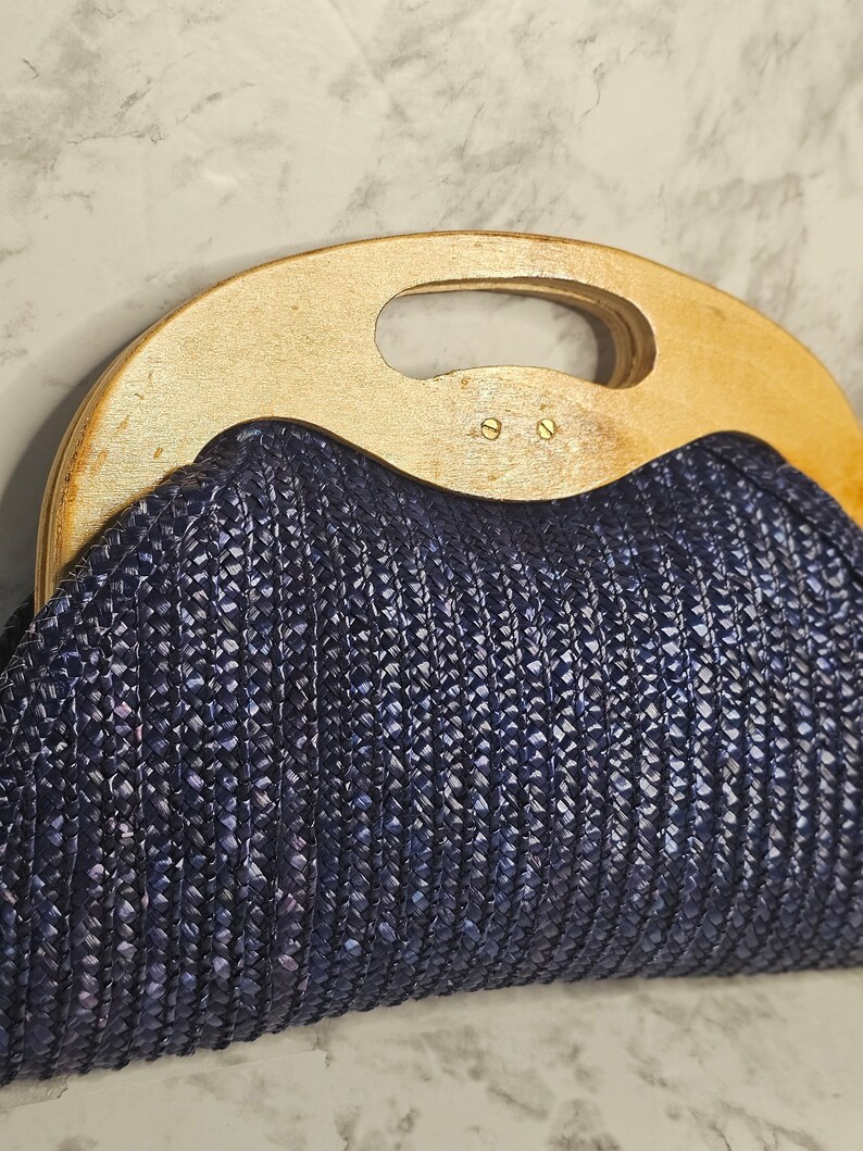 Vintage Blue Straw Purse - Etsy