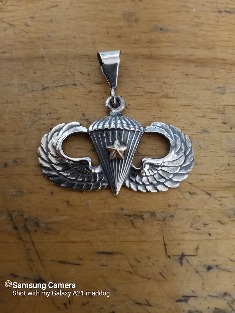 US Army Basic Parachutist Badge Pendant With Bronze Combat Star ...