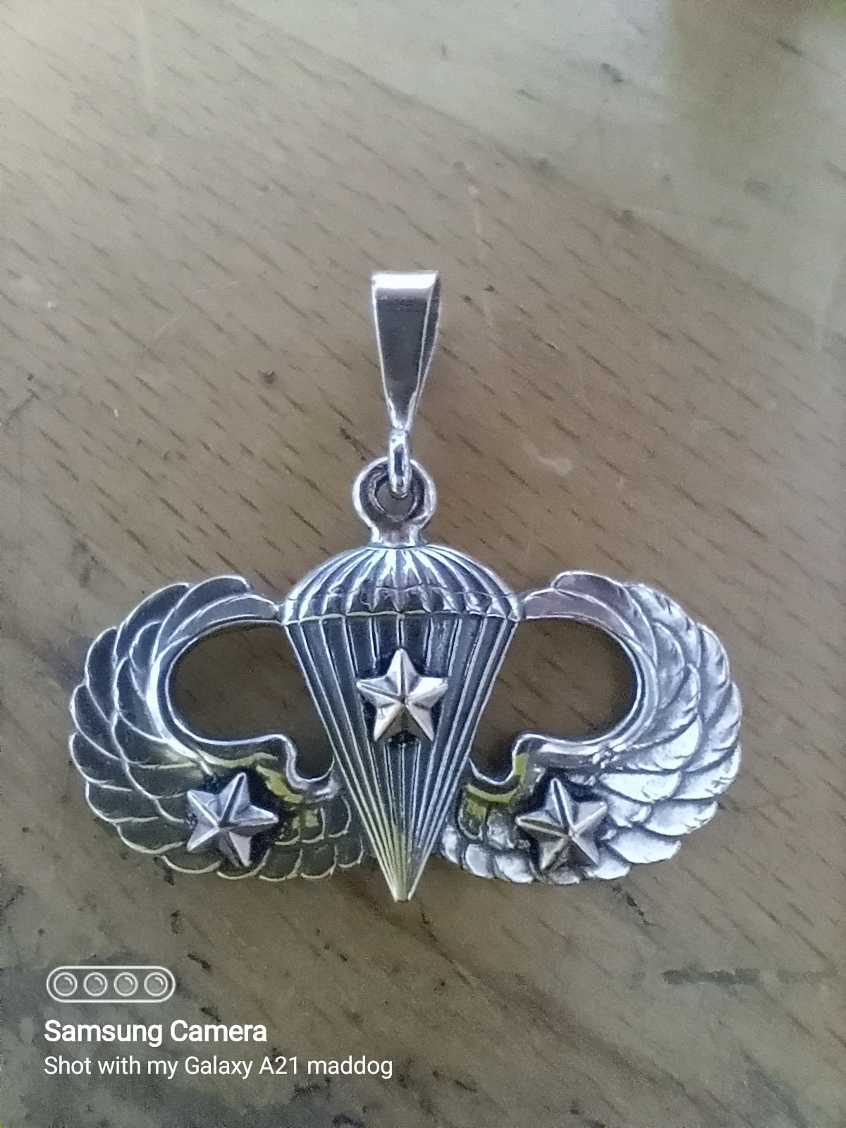 US Army Basic Parachutist Badge Pendant With Bronze Combat Star ...
