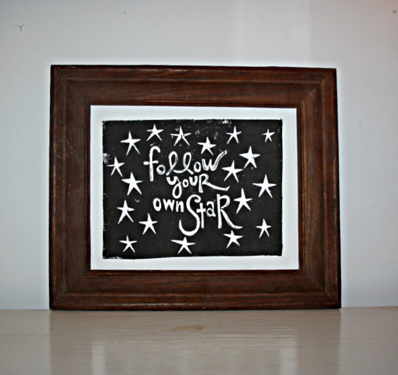 Follow Your Own Star Linoleum Block Print 9 X - Etsy