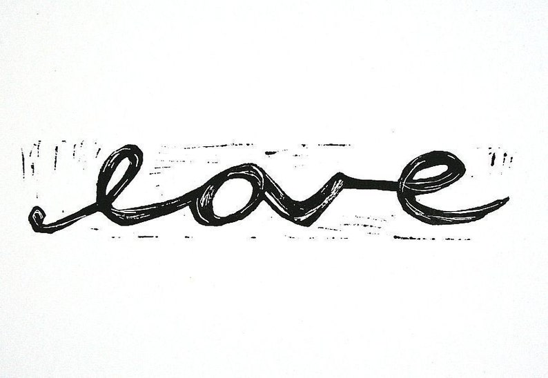 Love Linoleum Block Print 9x 12 Wall Art - Etsy
