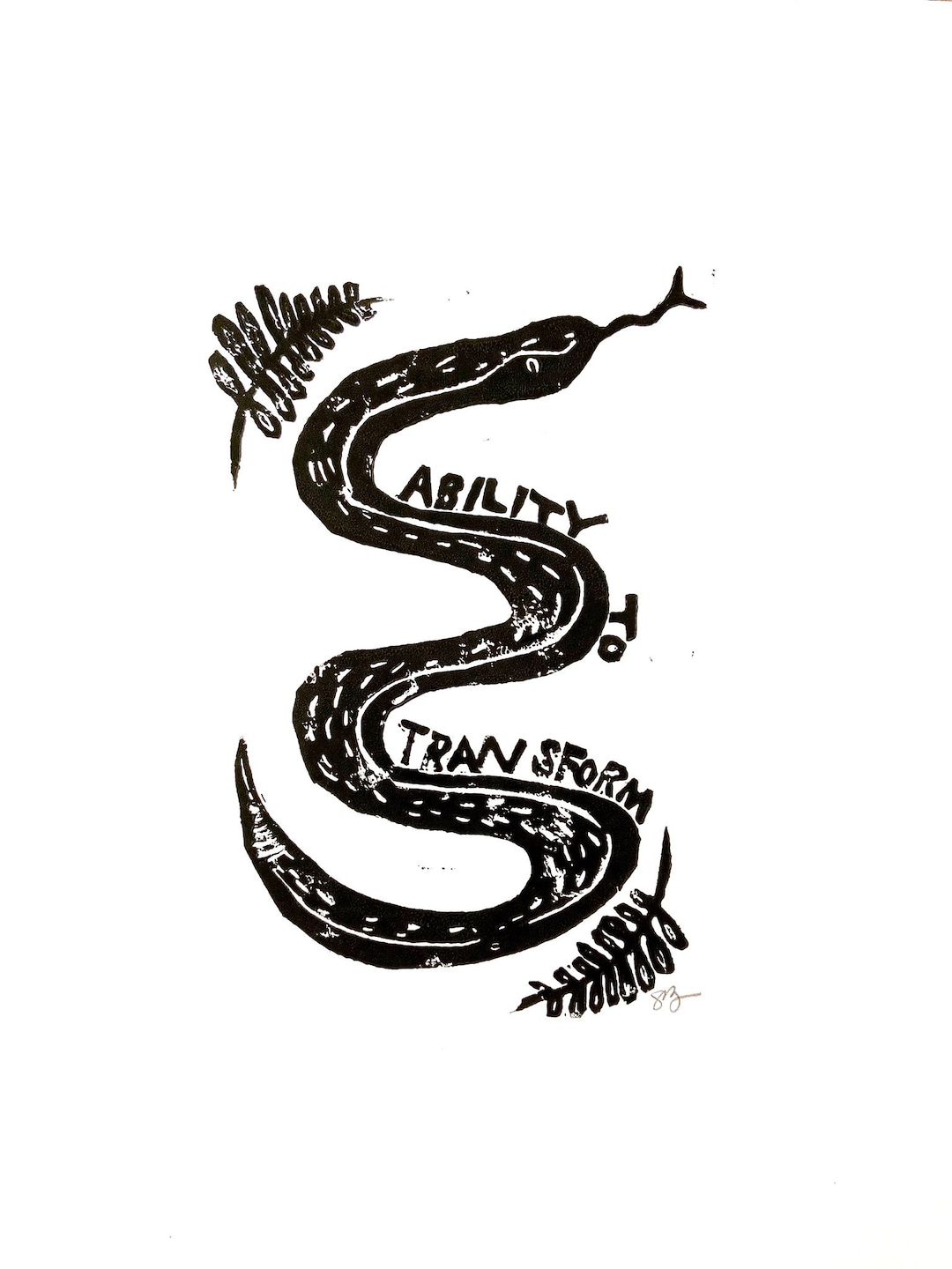 Snake - Ability to Transform - Spirit Animal - Linoleum Block Print - 9 ...