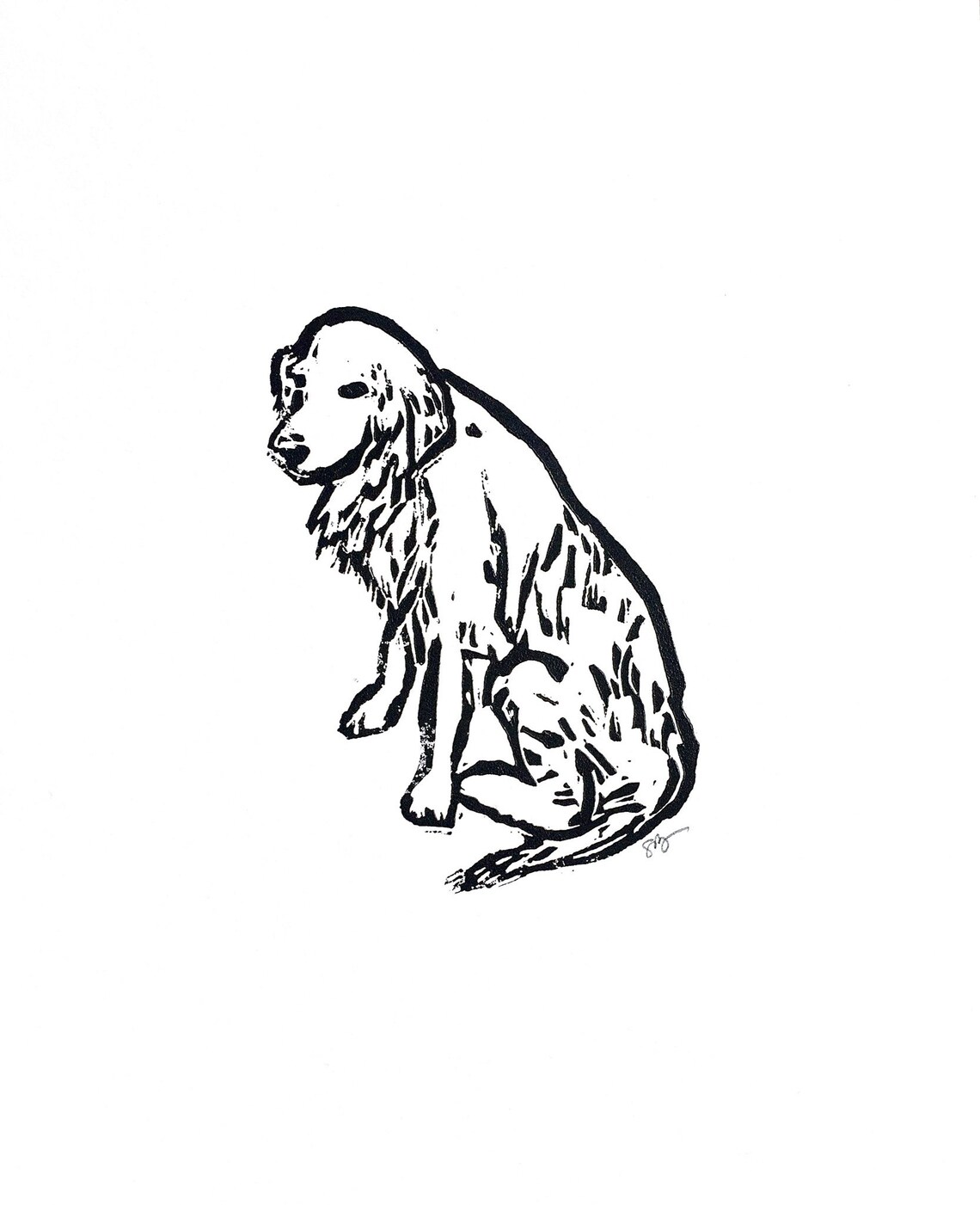Golden Retriever Dog Breed Linoleum Block Print 9x12 | Etsy