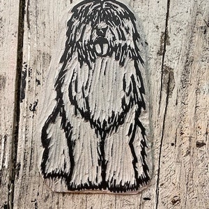 Sheep Dog - Linoleum Block Print - 9"x12" Wall Art - Etsy