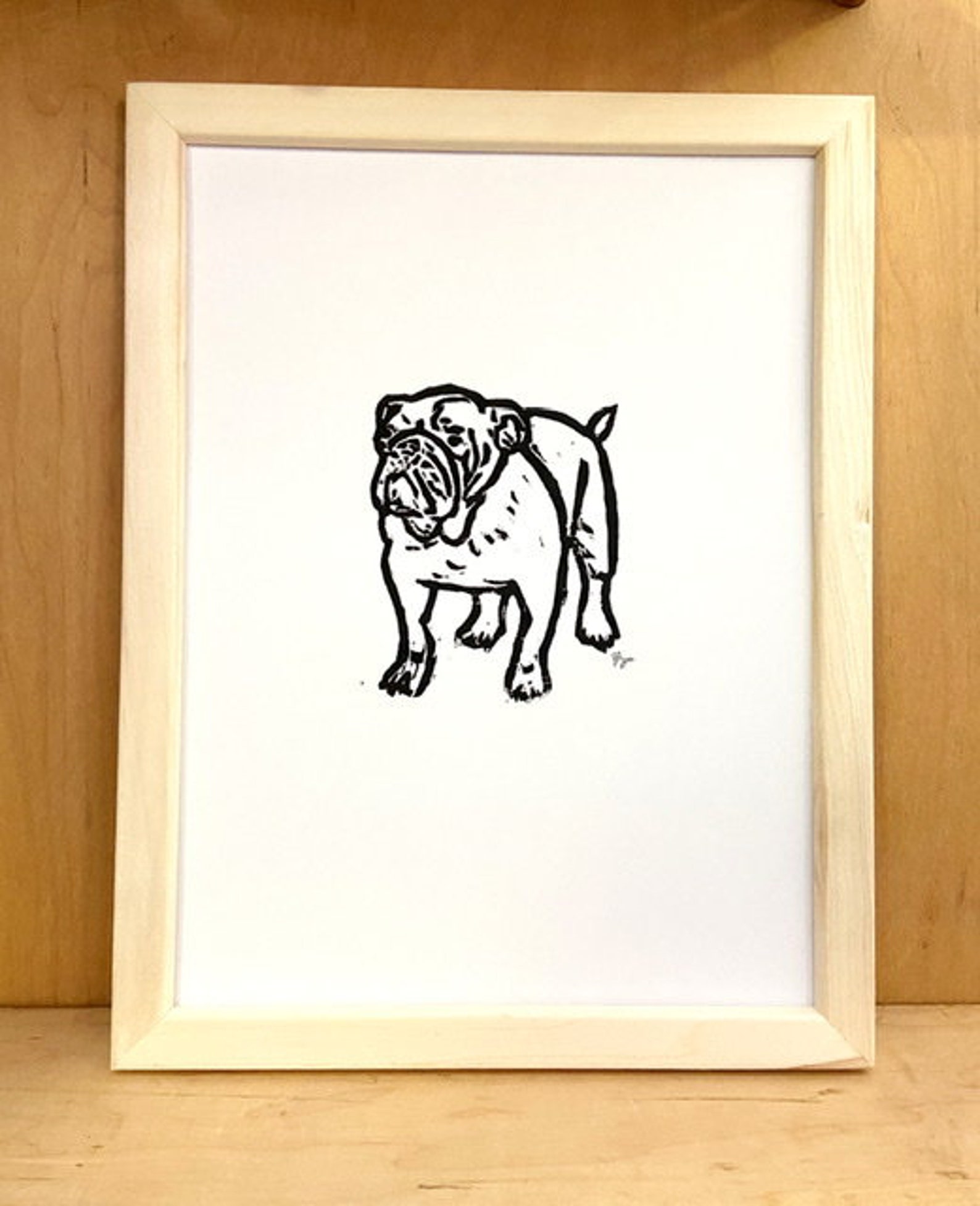 Bulldog Dog Breed Linoleum Block Print 9x12 Wall Art - Etsy