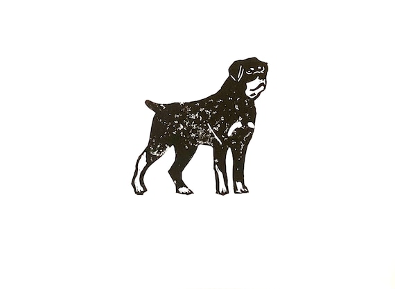Rottweiler Dog Breed Linoleum Block Print - Etsy