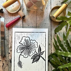 Hibiscus Flower - Linoleum Block Print - 9"x12" Wall Art - Etsy