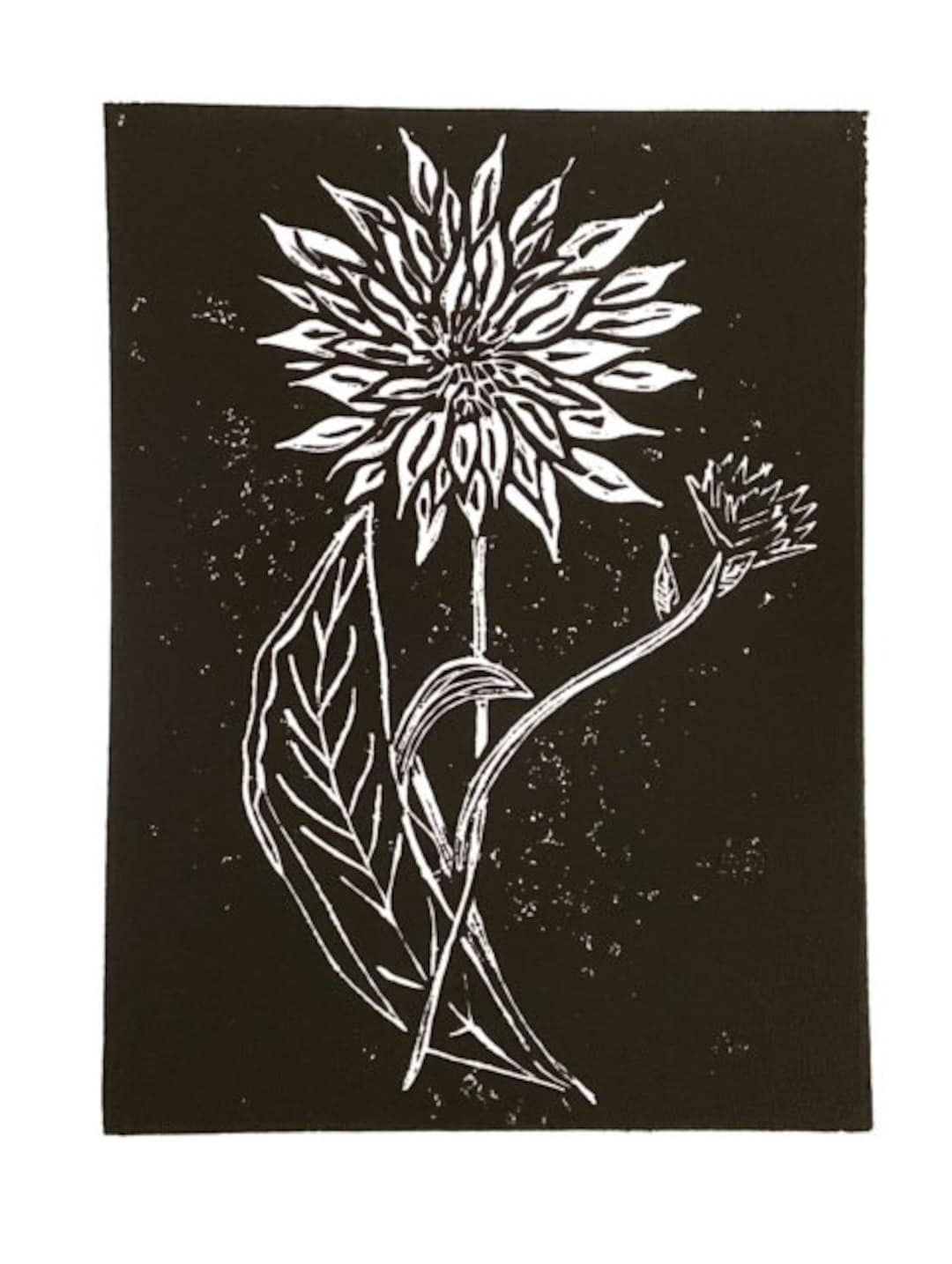 Sunflower - Linoleum Block Print - 9"x12" Wall Art - Etsy