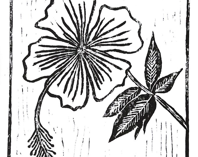 Hibiscus Flower - Linoleum Block Print - 9"x12" Wall Art - Etsy
