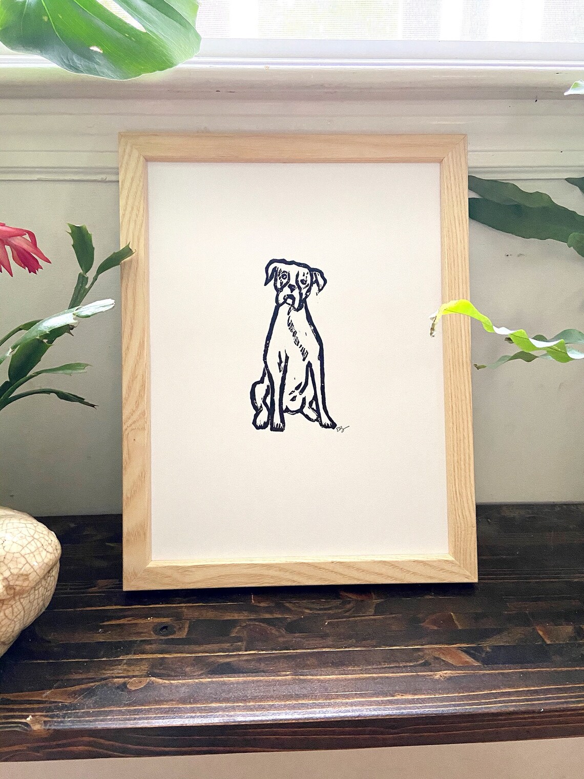 Boxer Dog Breed Linoleum Block Print 9x12 Wall Art - Etsy