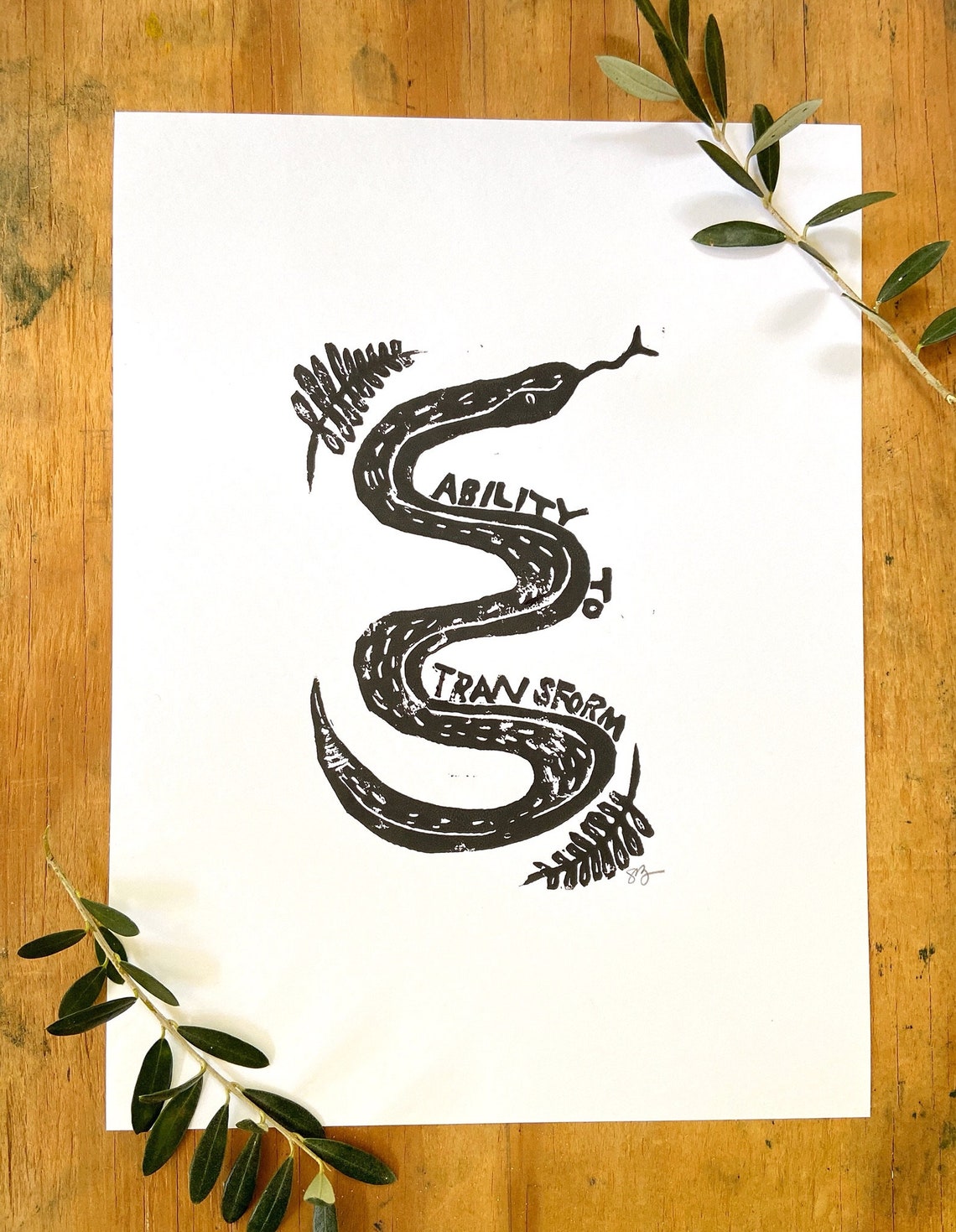 Snake ability to transform spirit animal linoleum block | Etsy