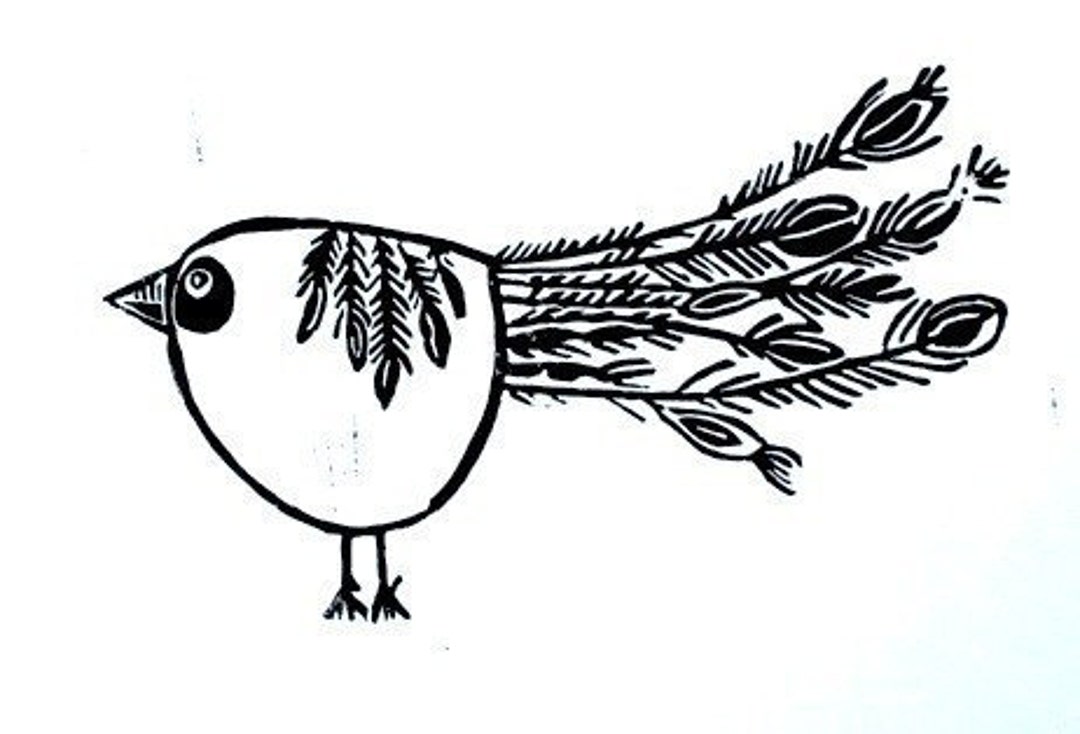 Funny Bird - Linoleum Block Print - 9" X 12" Wall Art - Etsy