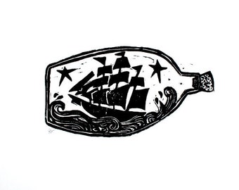 Mermaid Linoleum Block Print 9 X 12 Wall Art - Etsy