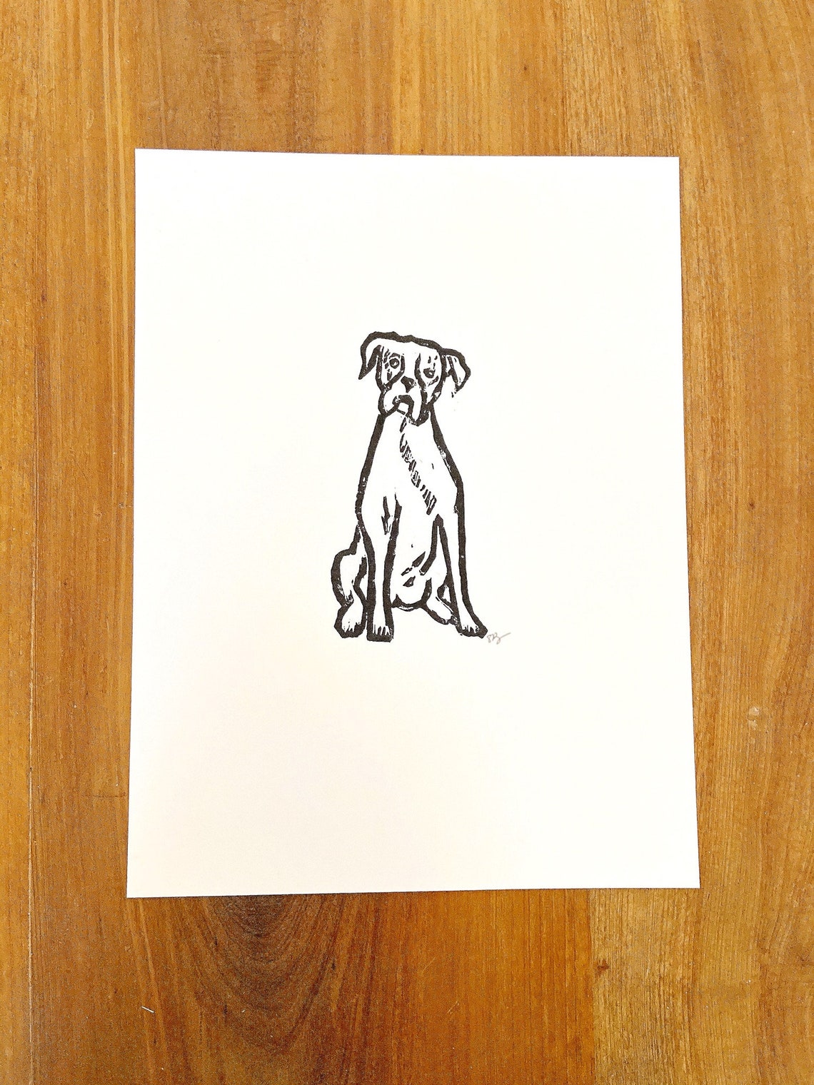 Boxer Dog Breed Linoleum Block Print 9x12 Wall Art - Etsy