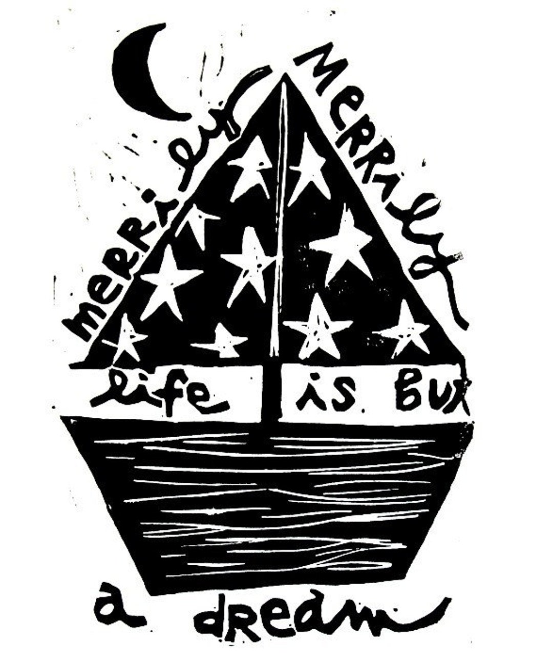 Merrily, Merrily - Linoleum Block Print - 9" X 12" Wall Art - Etsy