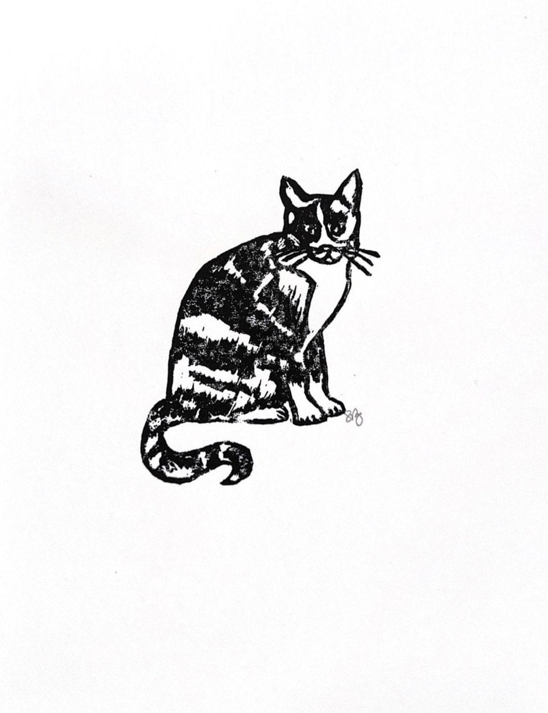 Cat - Calico - Linoleum Block Print - 9"x12" Wall Art - Etsy