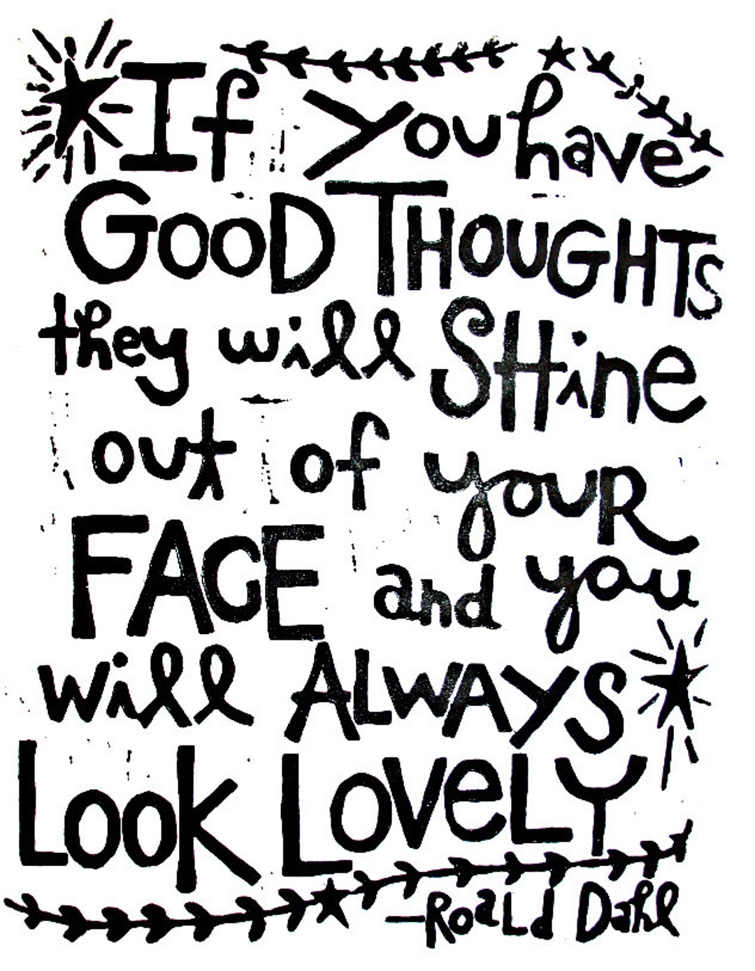 Good Thoughts - Linoleum Block Print - 11" X 14" Wall Art - Etsy