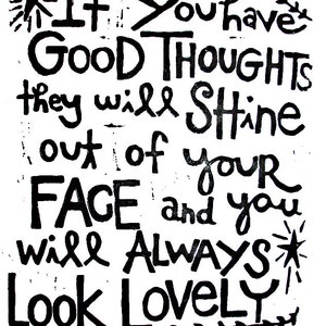 Good Thoughts - Linoleum Block Print - 11" X 14" Wall Art - Etsy