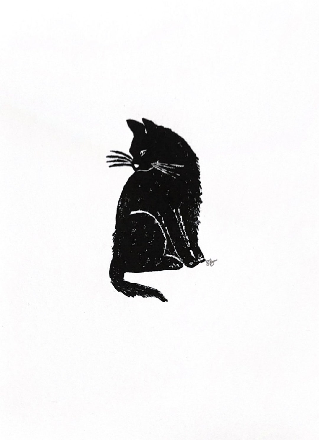 Black Cat - Linoleum Block Print - 9”x12” Wall Art - Etsy