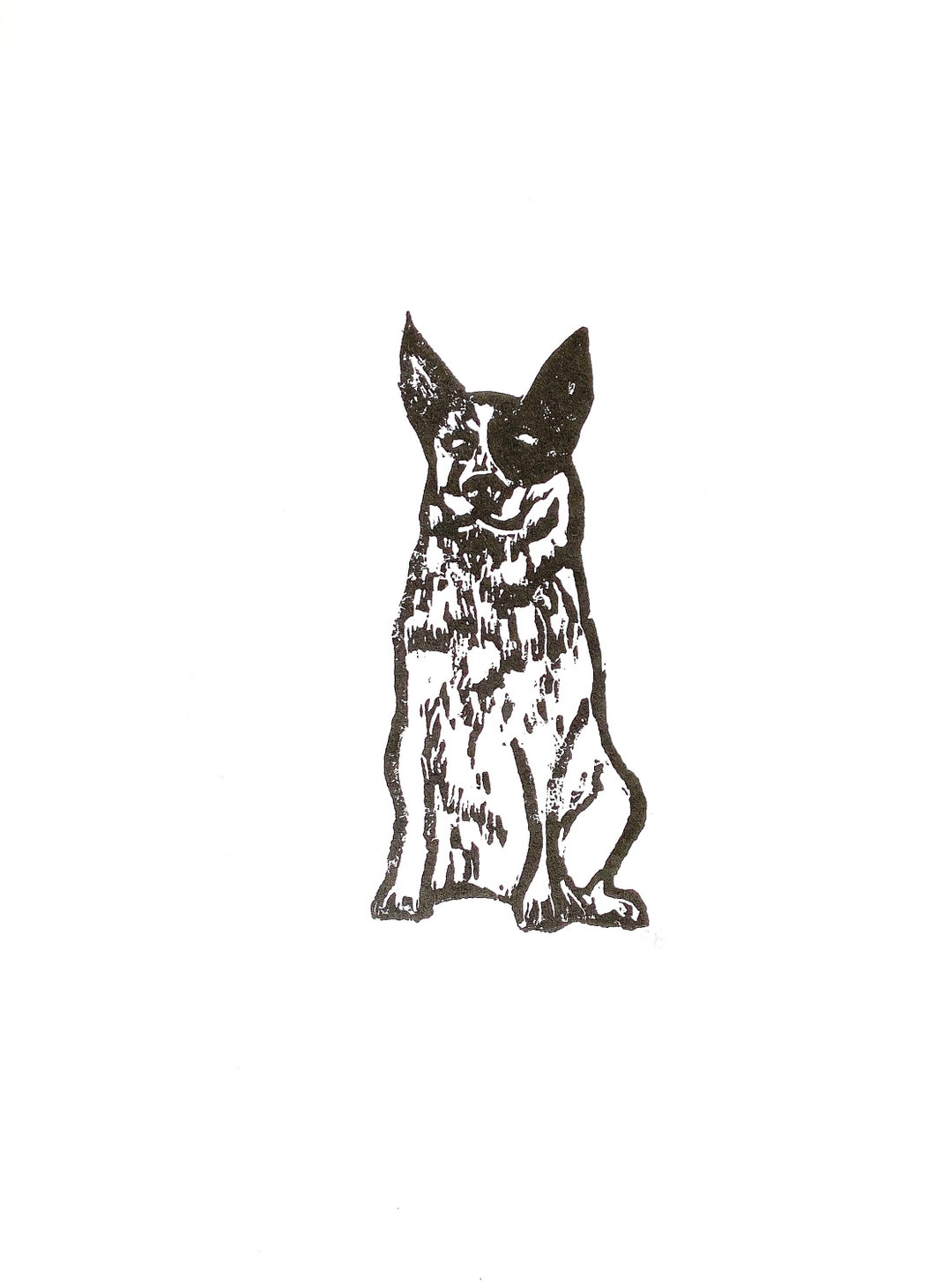 Cattle Dog - Dog Breed - Linoleum Block Print - Etsy