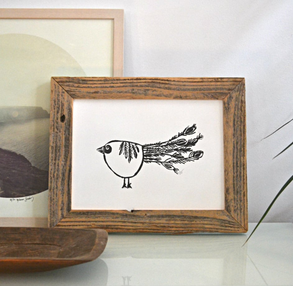 Funny Bird Linoleum Block Print 9 X 12 Wall - Etsy