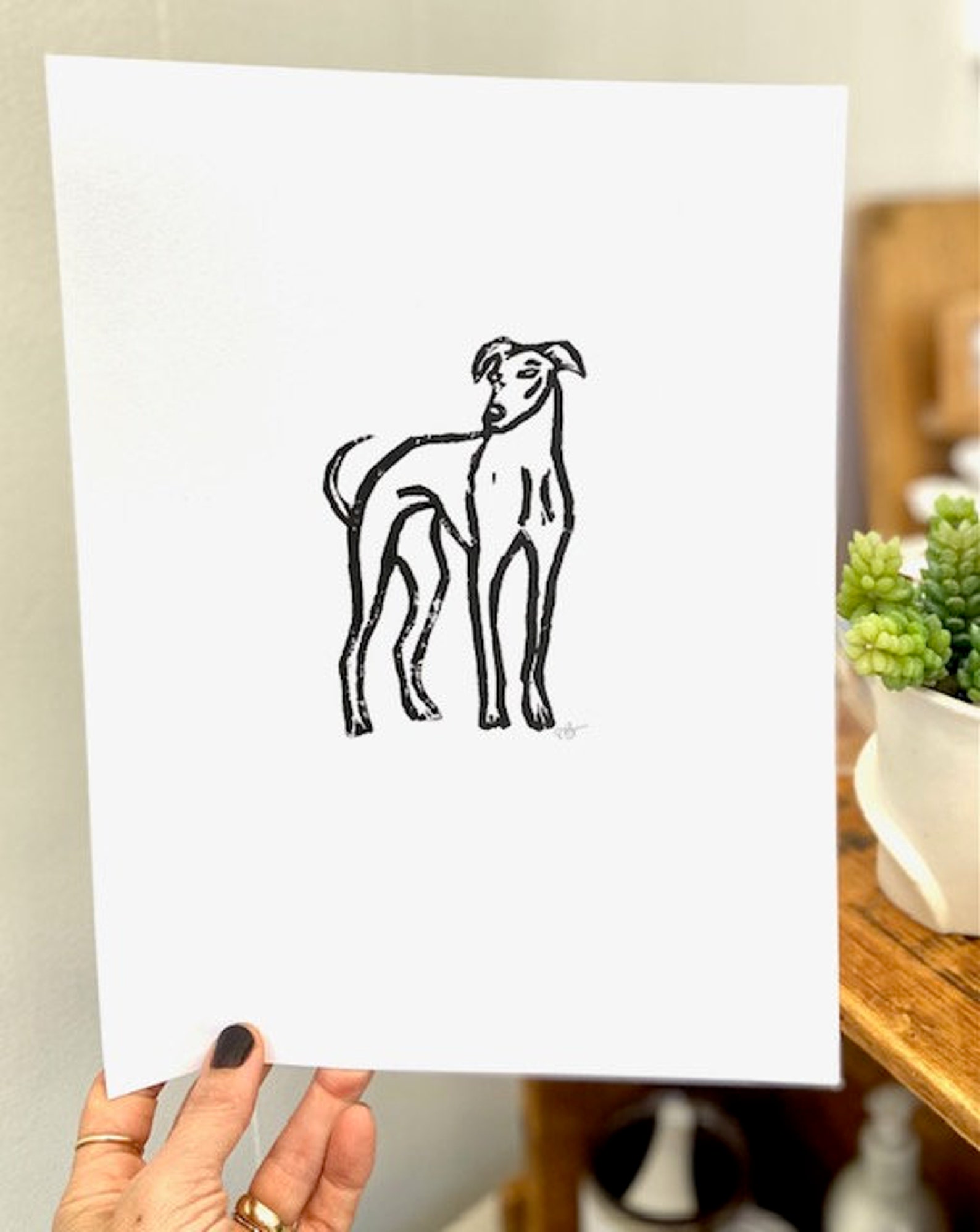 Greyhound Linoleum Block Print Dog Breed - Etsy