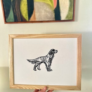 English Setter - Dog Breed - Linoleum Block Print - 9"x12" Wall Art - Etsy