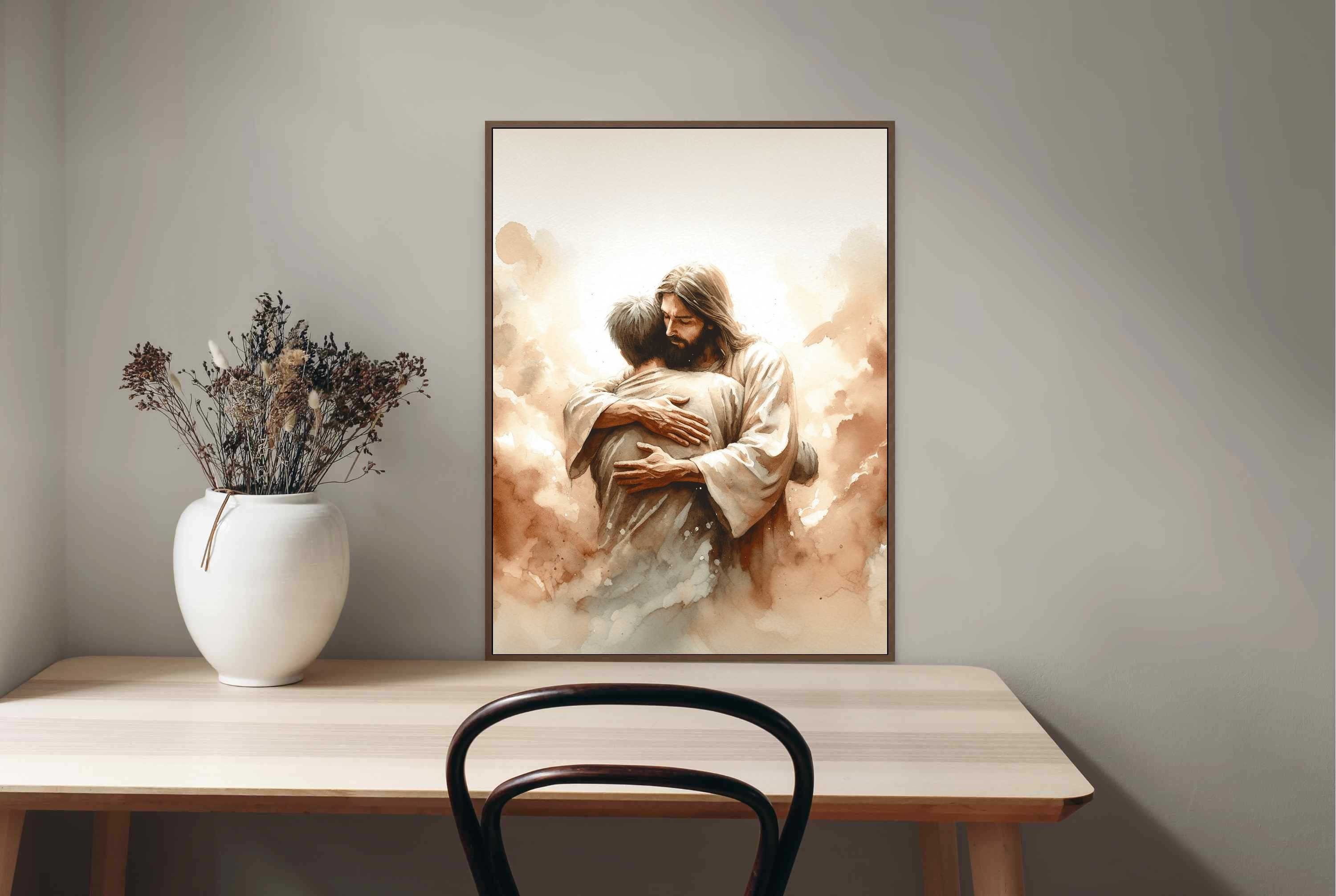 Divine Support, Christian Art, Jesus Hugging Man, Jesus Art, LDS Wall ...