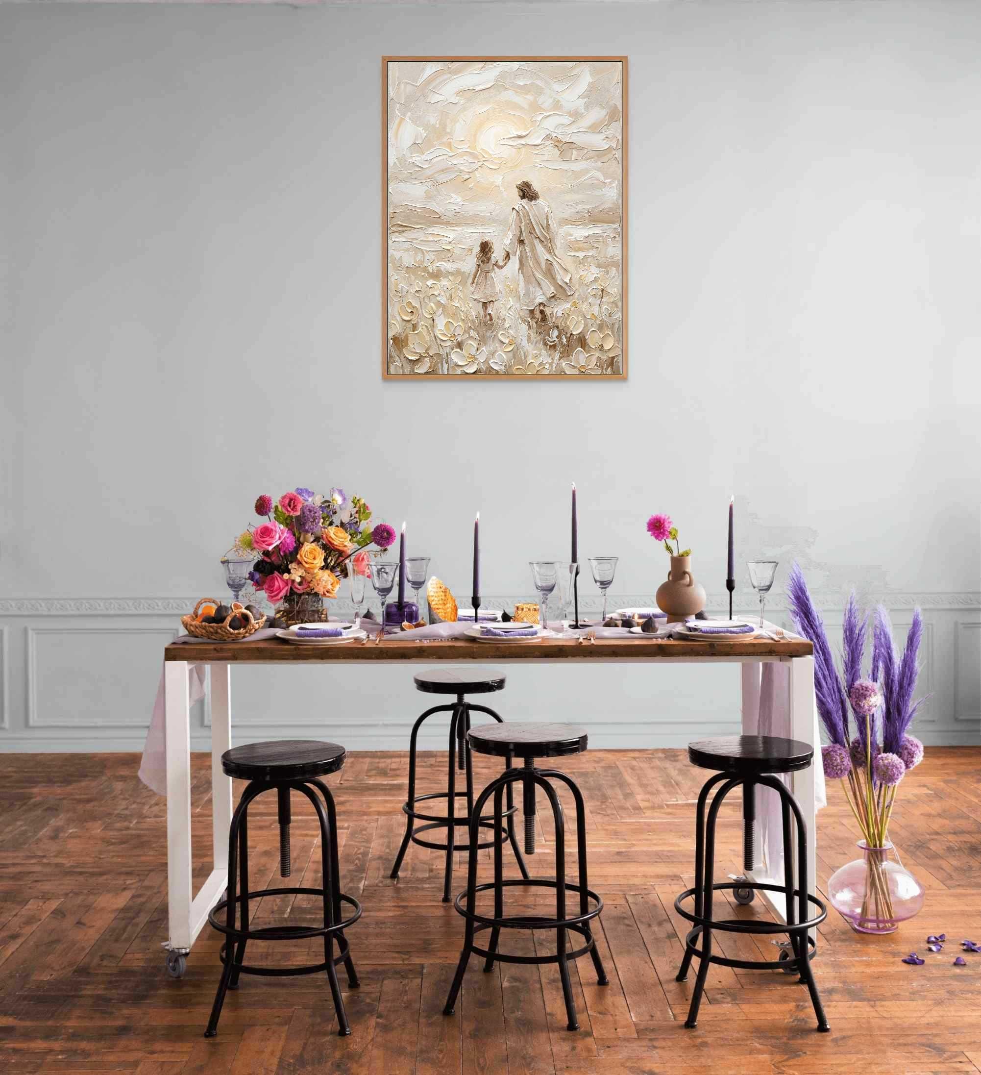 Painting by M Boucher, Christian Painting, Jesus With Girl, Abstract ...
