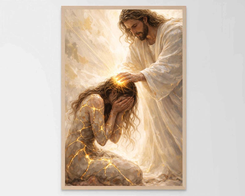 Healed by Him, Christian Art, Jesus and Woman, Jesus Print, LDS Art ...