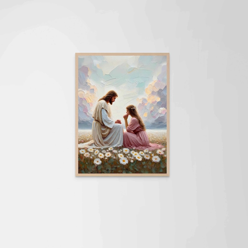 Jesus and Girl Praying, Jesus With Girl Art, Girly Christian Prints ...