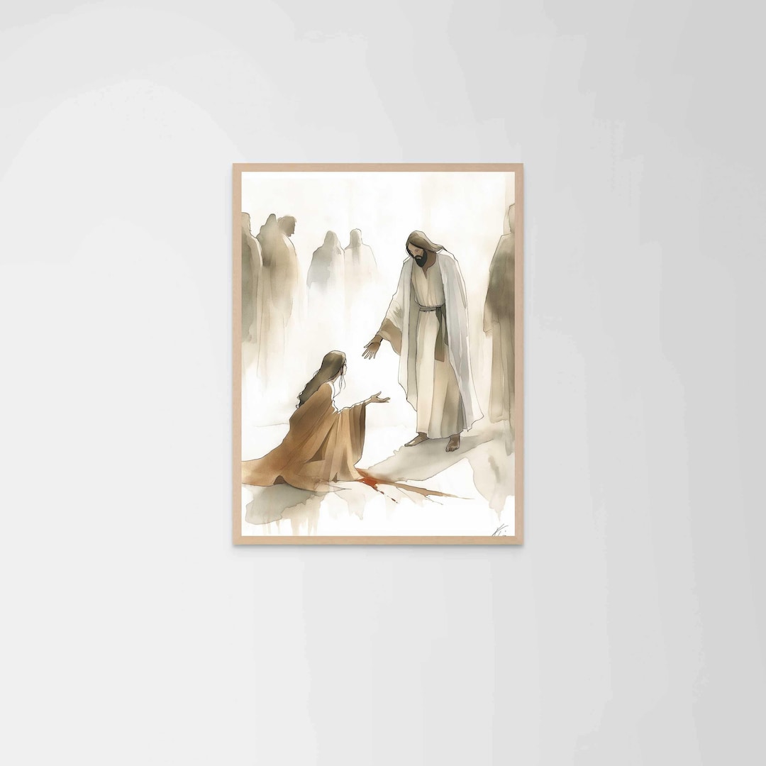 Jesus Heals the Bleeding Woman, Christian Wall Art, Jesus Heals a Woman ...
