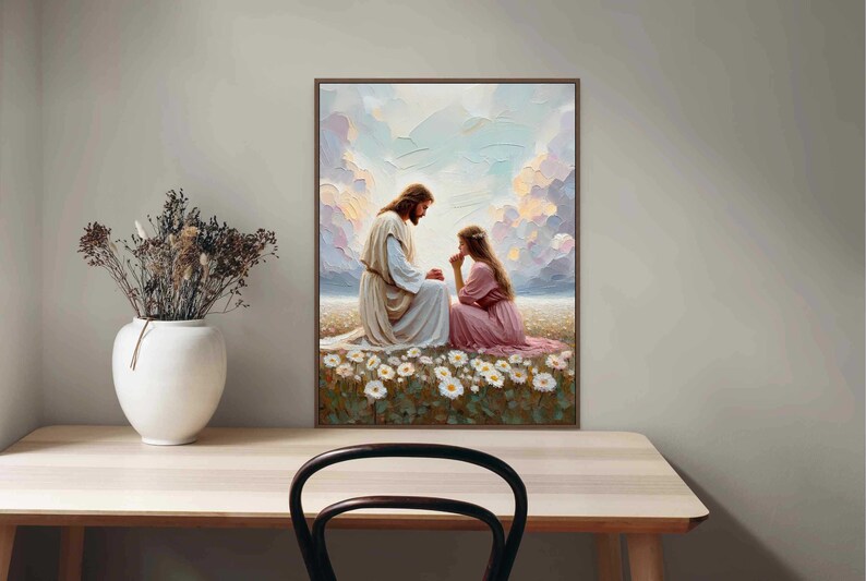 Jesus and Girl Praying, Jesus With Girl Art, Girly Christian Prints ...