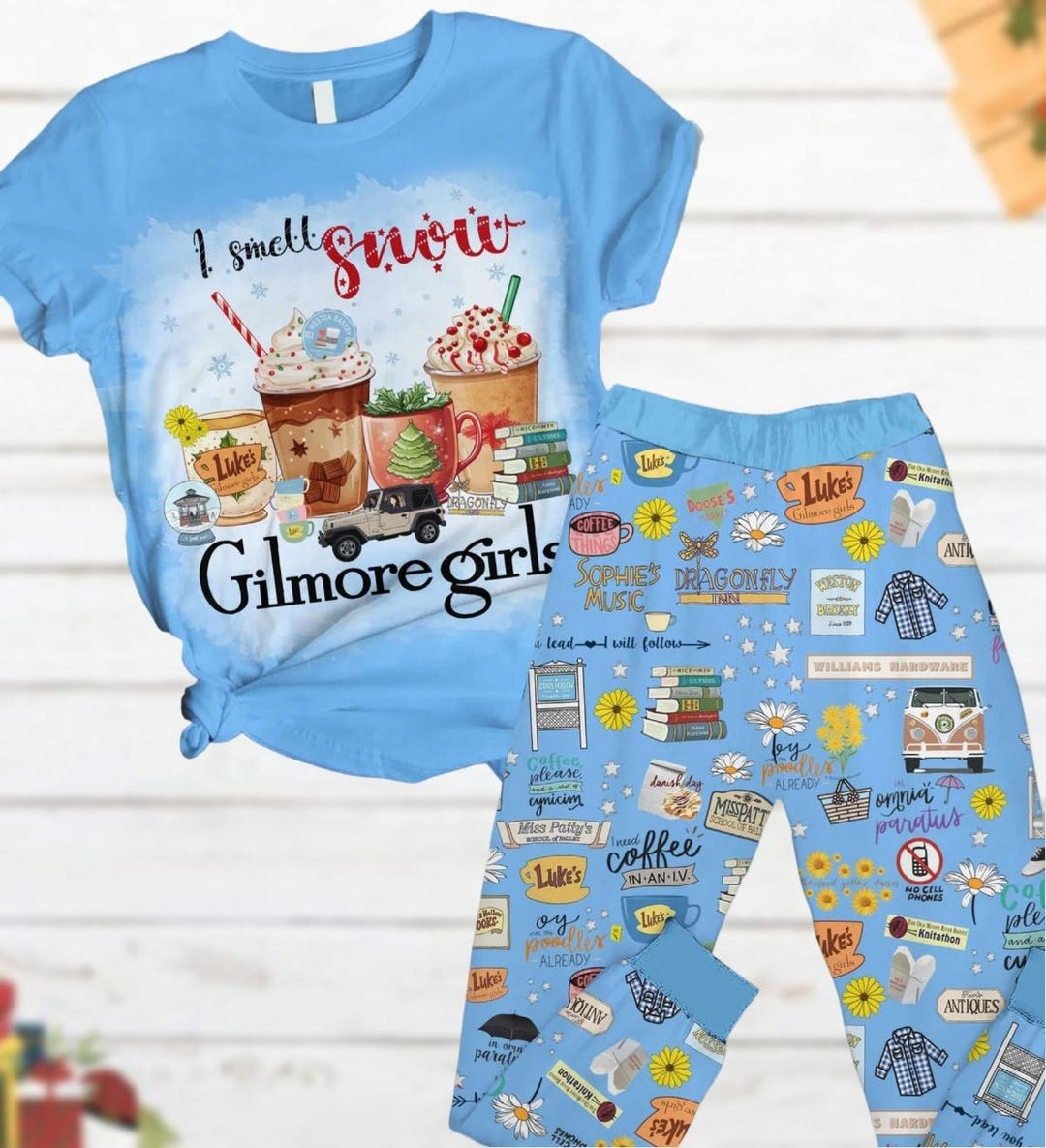 Christmas Gilmore Girls Pajamas Set, Vintage Lukes Coffee Shirt ...