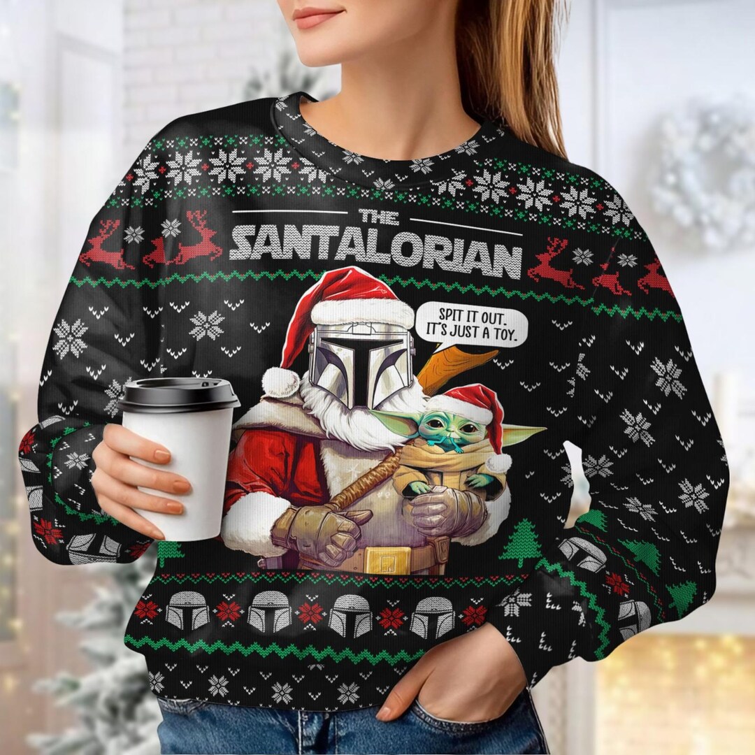 Christmas Mandalorian and Baby Yoda Ugly Sweater, Snatalorian Xmas ...