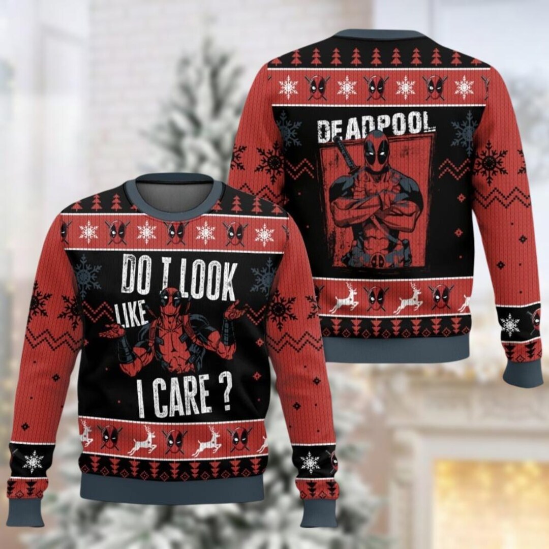 Christmas Deadpool Ugly Sweater, Do I Loook Like I Care Christmas ...