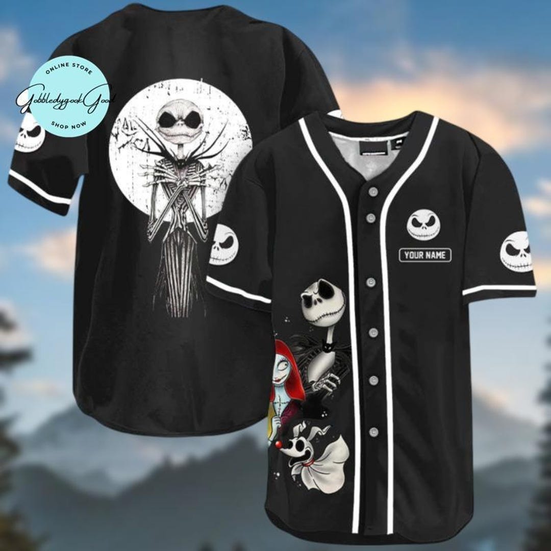 Personalized Jack Skellington Baseball Jersey, Disney Halloween Family ...