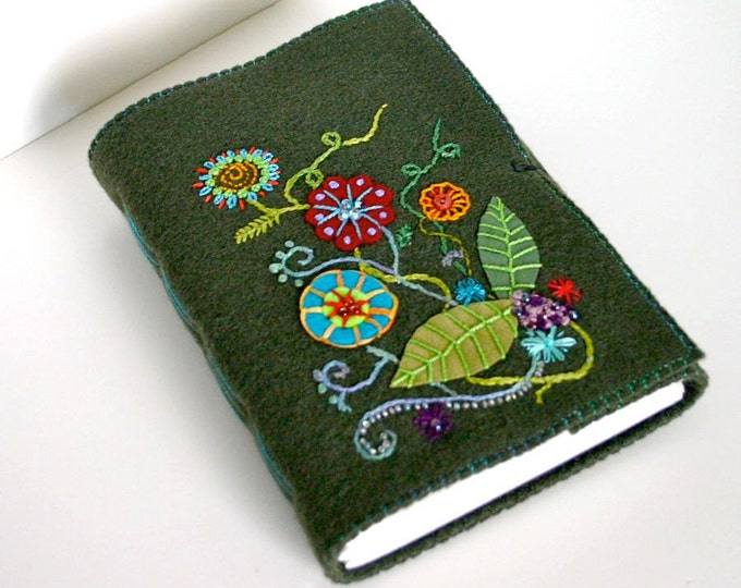 Hand Embroidered, Sketchbook, Notebook - Handbound Journal of Felted ...